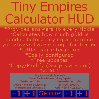 Second Life Marketplace - Tiny Empires Calculator